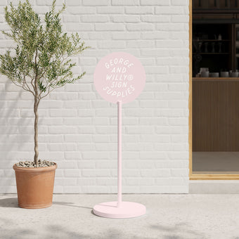 Standing Round Sign | Free-Standing Sidewalk Sign | George & Willy ...
