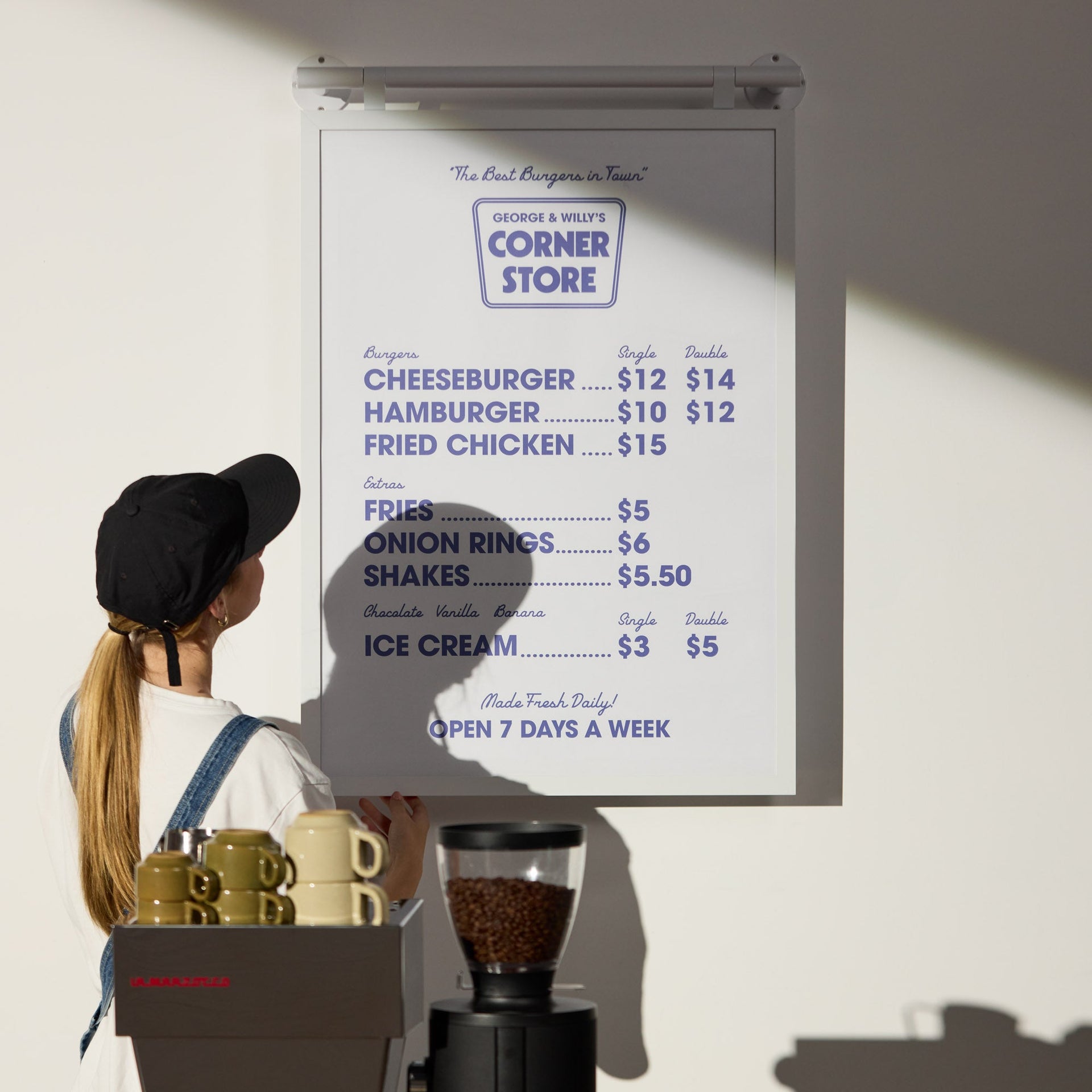 Poster Hanging Menu Board – George and Willy