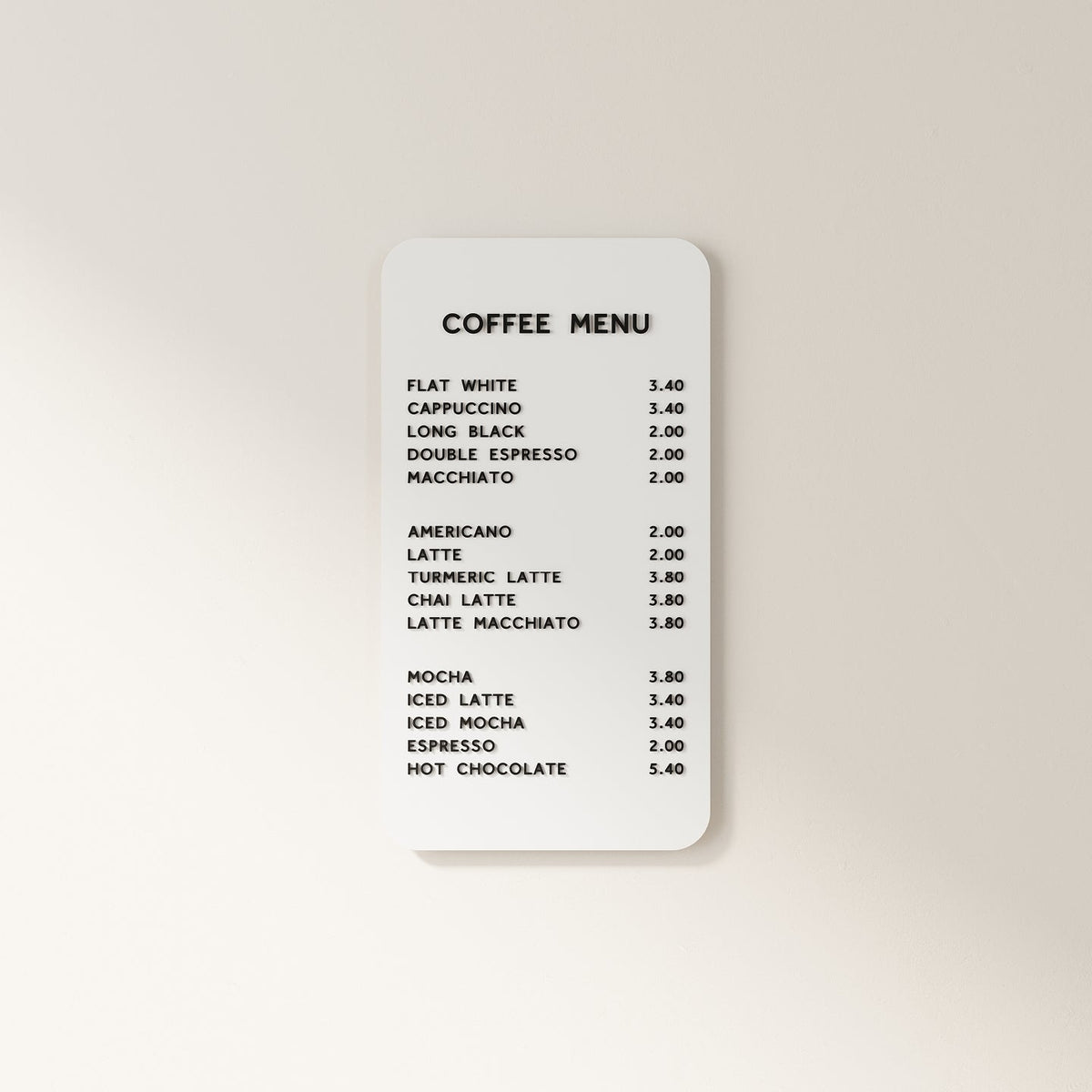 Rectangle Menu Display | George & Willy