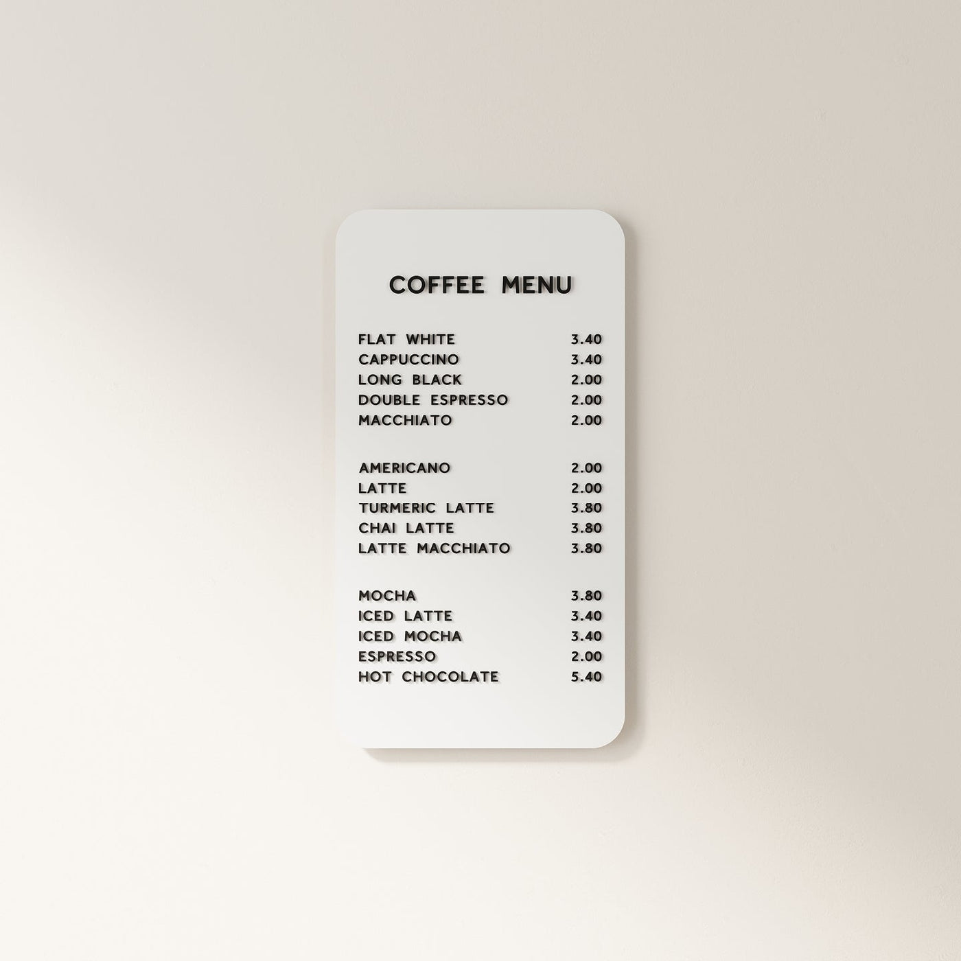 Rectangle Menu Display | George & Willy