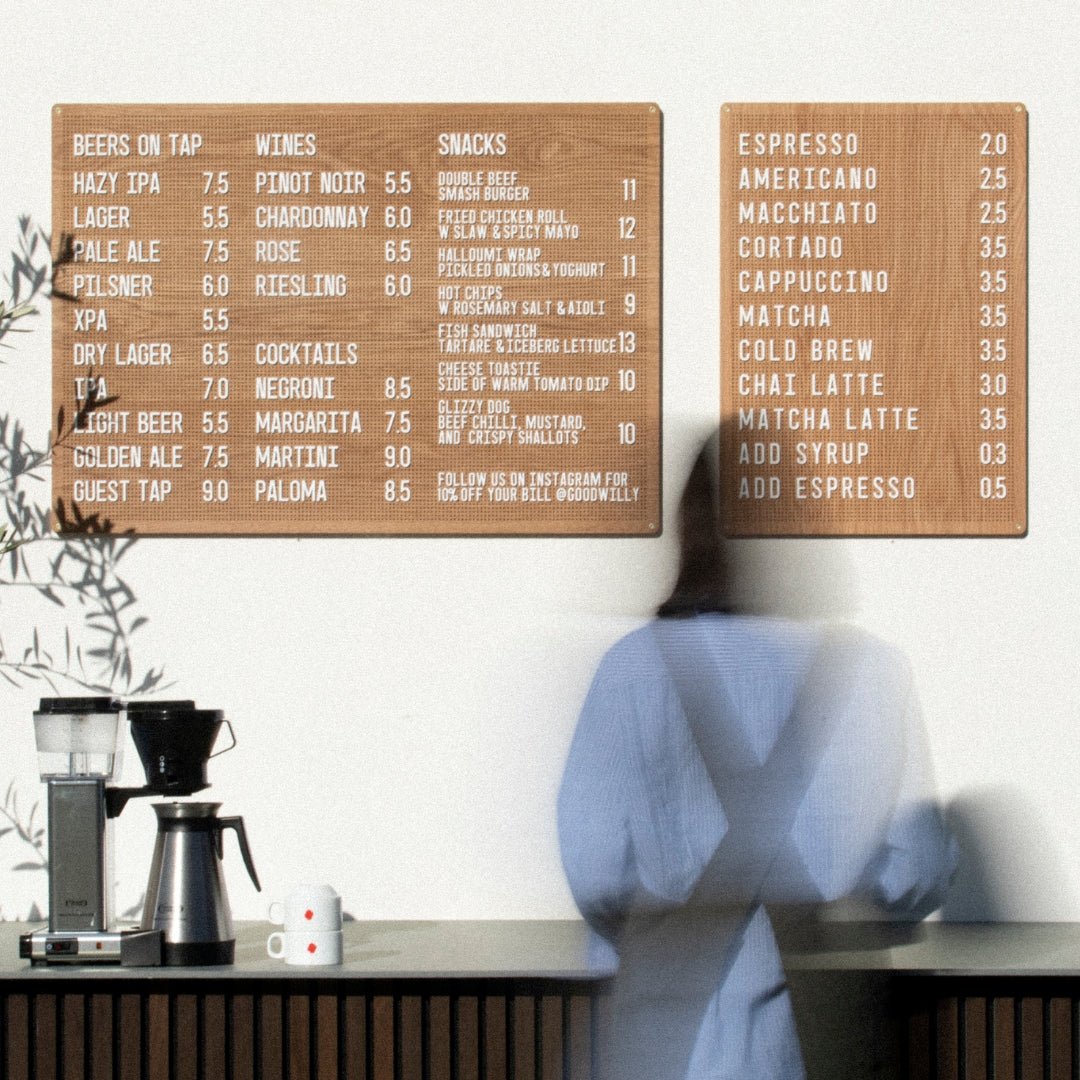 Menu Board Letter Board Wall Mounted Menu Rails With Changeable Letters ...