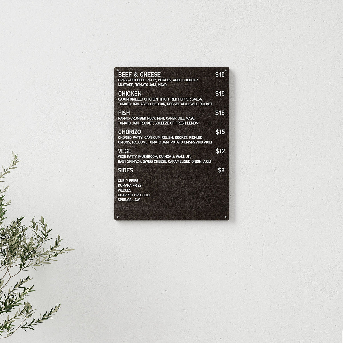 Felt Letter Menu Board | George & Willy – George and Willy
