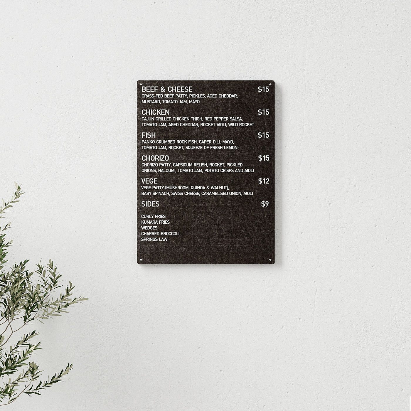 Felt Letter Menu Board | George & Willy