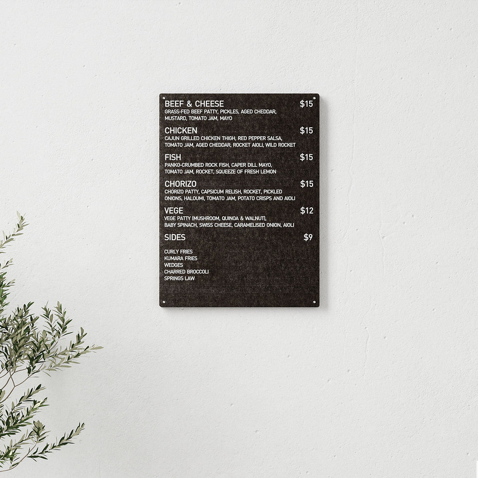 Felt Letter Menu Board | George & Willy – George and Willy