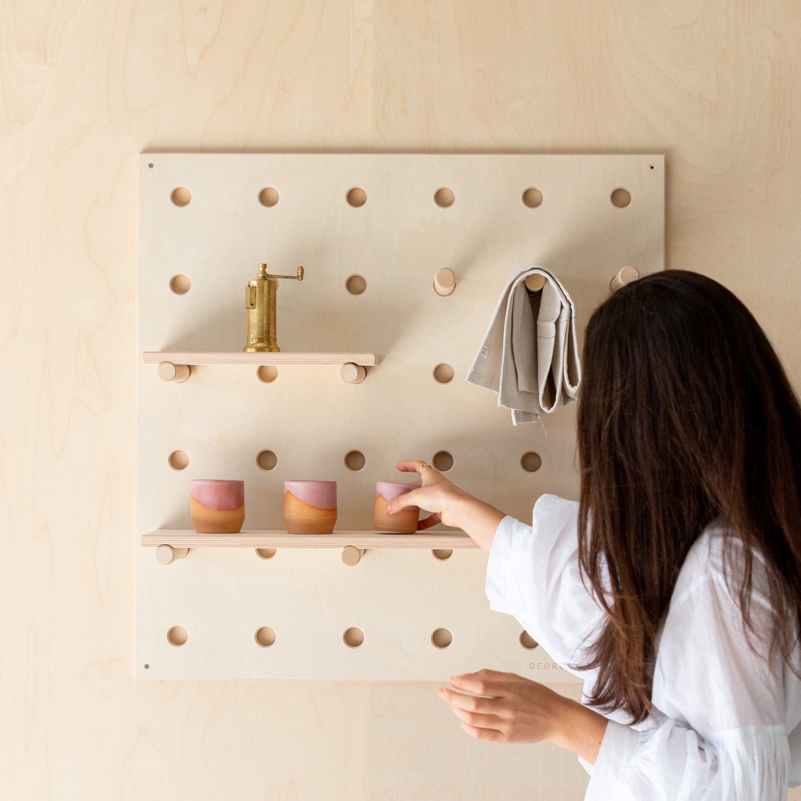 Wooden Pegboard Shelf | George & Willy