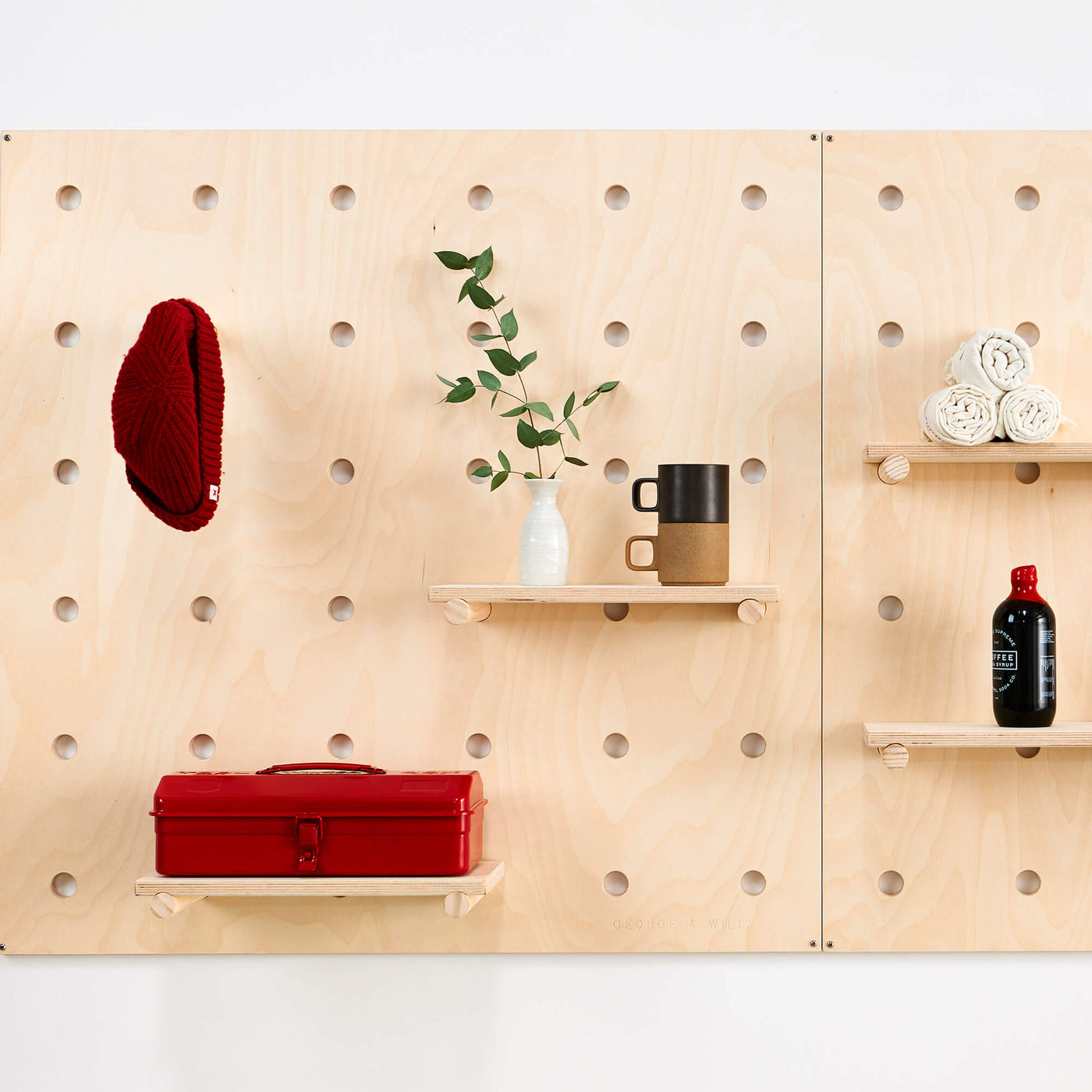 Wooden Pegboard Shelf | George & Willy